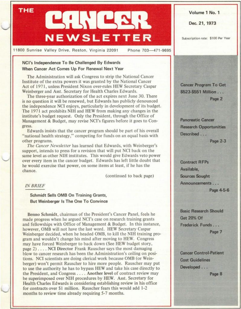 The Cancer Letter – The Cancer History Project